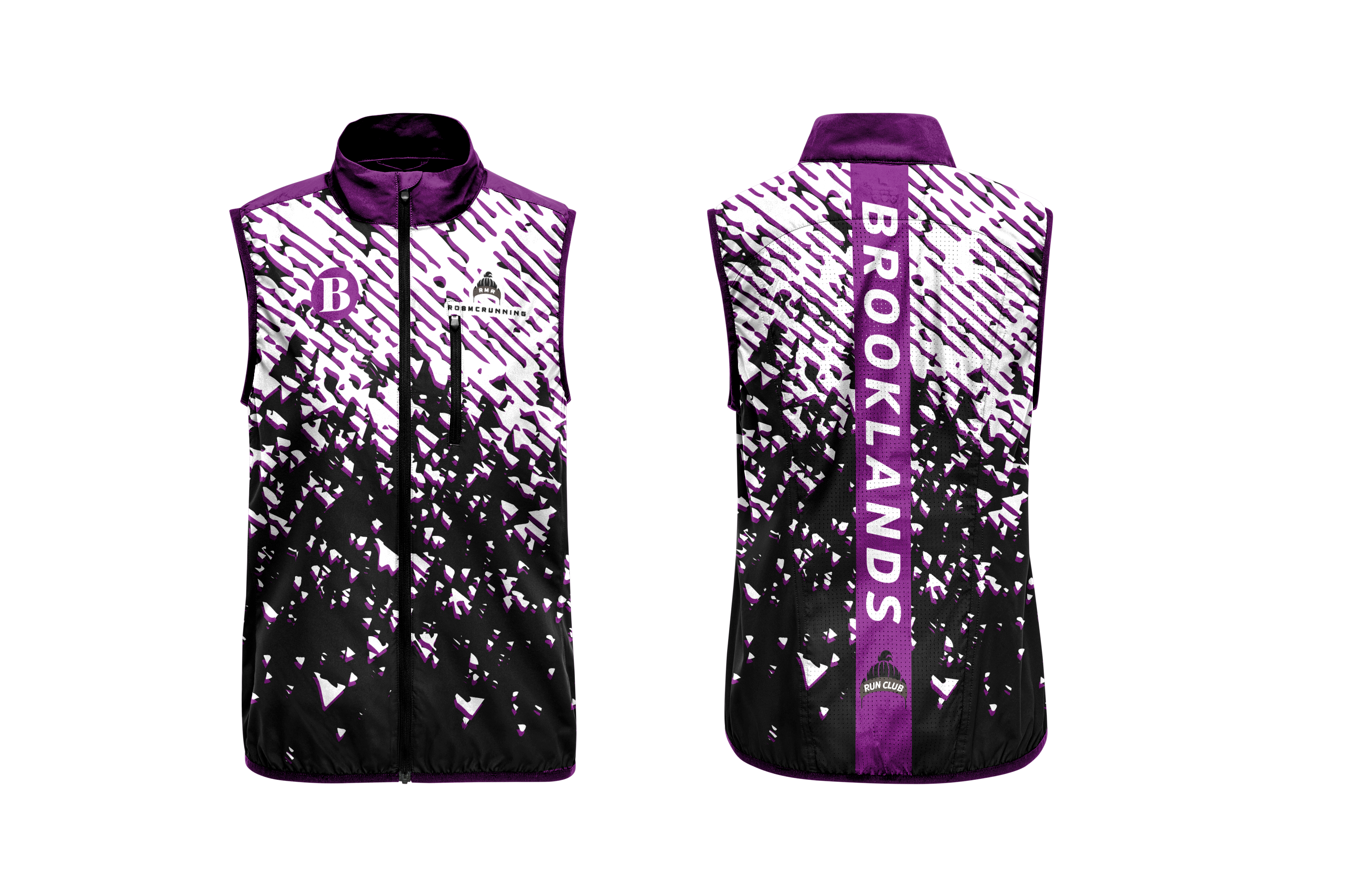 Brooklands Run Club Gilet - Black/White/Purple | Twisted Running ...